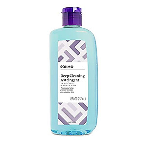 Amazon Brand - Solimo Deep Cleaning Astringent for Sensitive Skin, Salicylic Acid 0.5% Acne Medication, 8 fl oz (Pack of 1)