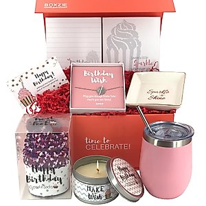 Happy Birthday Gifts for Women – Woman Gift Basket Set, Bday Box, Unique Friendship Care Package, Female Presents, Surprise Delivery Boxes - Fun Ideas for Her, Mom, Daughter, Sister, Wife, Friend