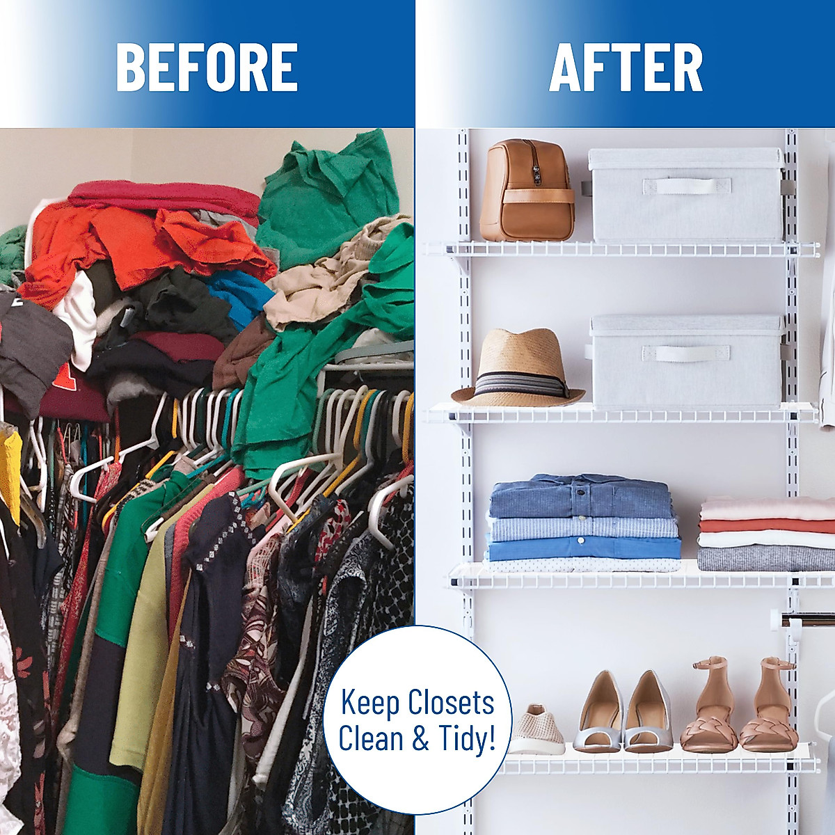 Closet Shelf Liner, Wire Shelf Liners for Closets and Pantry (Set of 4) 12 x 48 inch - Plastic Closet Liners - Made in USA