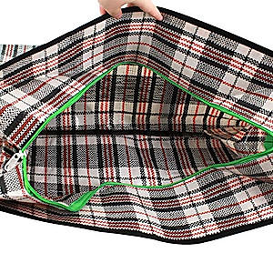 CLARA Large Checkered Storage Bag Oversized Waterproof Moving Totes Carrying Bag Luggage Bag Reusable Laundry Bag(Black, 24×24’’)