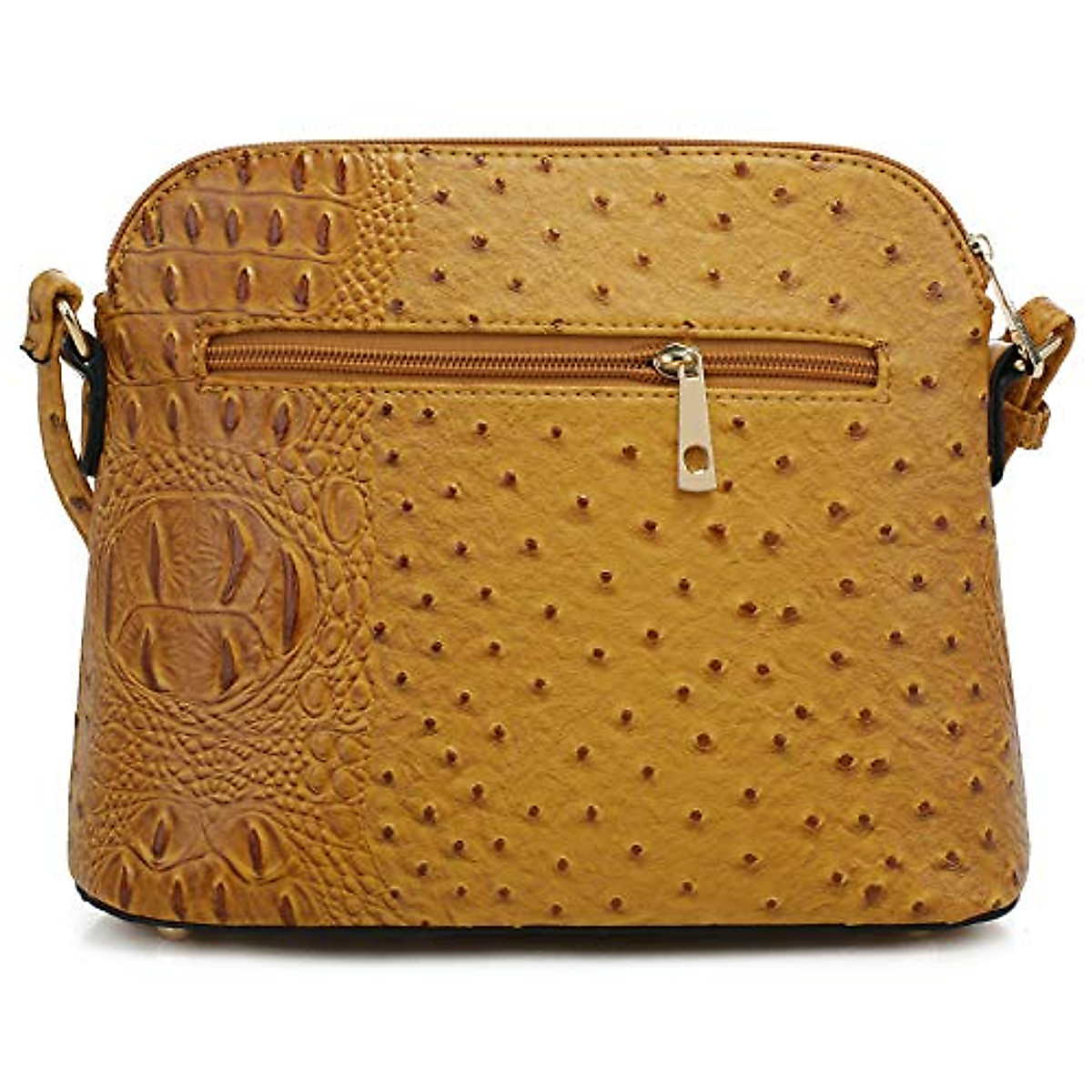 SG SUGU Crocodile Pattern Lightweight Medium Dome Crossbody Bag Shoulder Bag with Tassel | Mustard
