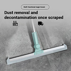 Retractable Silicone Floor Scraper Bathroom Wiper 35cmsiliconegroundscrape 52cmsiliconescrape, Silicone Scraper Broom Magic Wiper & Floor Mop (52cm,1set+3silicone Strips)