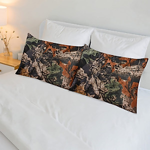 Satin Pillowcase for Hair and Skin Forest Tree Camo Camouflage Silk Pillowcase Soft Satin Cooling Pillow Covers No Zipper with Envelope Closure Standard Size 20 × 26inch 1 Pcs