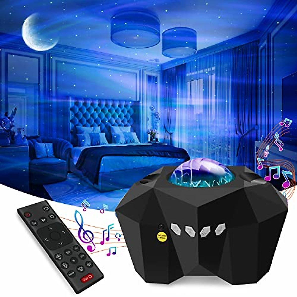 Aurora Galaxy Projector Light, Star Projector with Music Speaker, Night Light Projector with Moon, Northern Lights Projector for Bedroom, Gaming Room, Home Theater, Ceiling