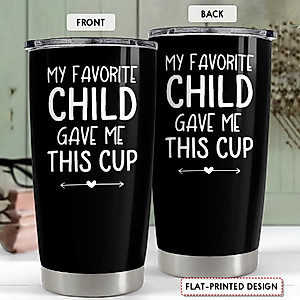 SANDJEST 20oz Stainless Steel Tumbler Gifts for Dad from Daughters Sons Insulated My Favorite Child Gave Me This Cup Travel Mug Christmas Father's Day
