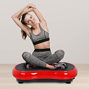 Nova Microdermabrasion Whole Body Fitness Vibration Plate Exercise Machine with Bluetooth Music Connection, Indoor/Outdoor Workout Trainer for Weight Loss Massage (Red)