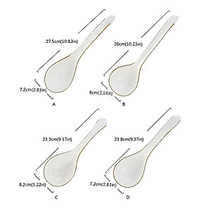 Spoons Silverware Household Large Spoon Long Handle Spoon Ceramic Tracery Large Spoon Spoon Rice Porridge Spoon Spoon Set (Color : B)