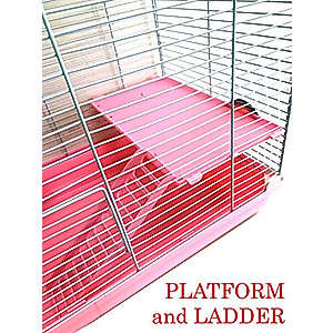 2 Floor Syrian Hamster Habitat Rodent Gerbil Mouse Mice Rats Animal Cage (19 x 12 x 15 H, Pink)
