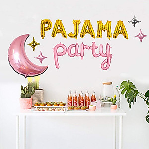 PAJAMA PARTY Decorations,PAJAMA Party Balloons for Girls PJ Mask Themed Banner for Pajama Slumber Sleepover SPA Spahhh Birthday Bday Bridal Hen Adult Party Supplies 14PCS of Qinsly (Gold, PAJAMA)