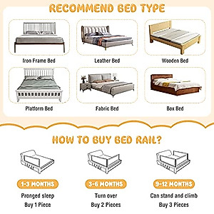 HONEY JOY Bed Rail for Toddlers, 77-in Extra Long, Portable Safety Bed Guardrail w/Double Safety Child Lock, Foldable Baby Bed Rail Guard, Fit King & Queen Full Twin Size Bed Mattress (77 INCH, Gray)