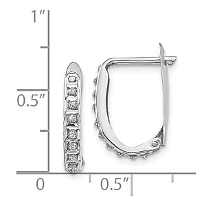 FB Jewels Solid 14K White Gold Diamond Fascination Leverback Hoop Earrings