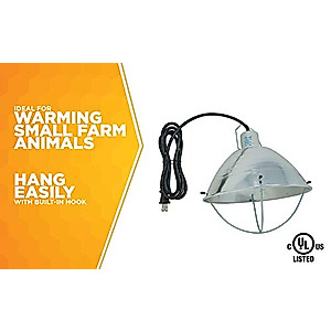 Woods 0165 Brooder Lamp with Bulb Guard;10.5 Inch Reflector and 6 Foot Cord (250 Watt; 18/2 SJTW); 0