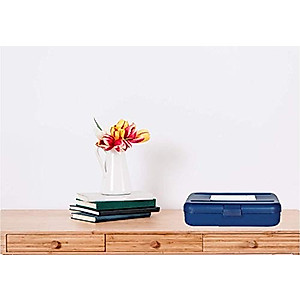 1InTheOffice Pencil Box, Translucent Blue, Plastic School Pencil Boxes, 4 Pack