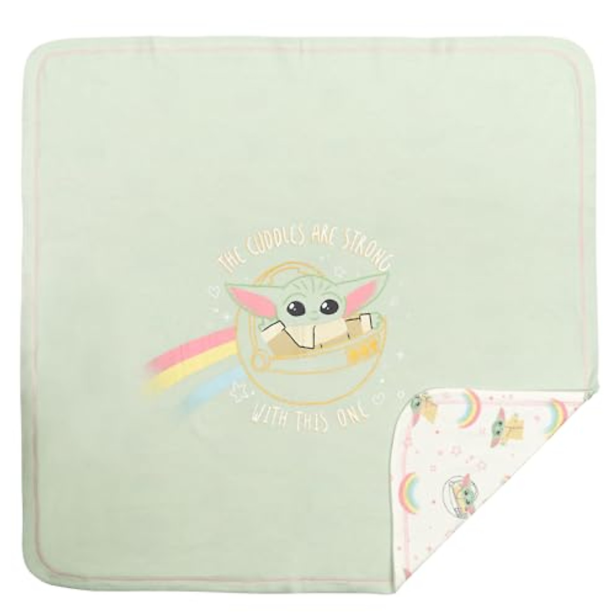 STAR WARS The Child Newborn Baby Girls Sleep N' Play Coverall Headband Bib and Blanket 4 Piece Pink/Green 0-6 Months