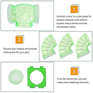 VILLCASE Hamster Cage Tubes Hamster Tubes Set, Hamster Cage Tube, Hamster Tubes Connection Pipe, Adventure External Pipe DIY Connection Tunnel for Small Animals Hamster 1 Set (Green) Hamster Tubes