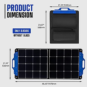 ATEM POWER 100W Portable Solar Panel Foldable Monocrystalline Solar Panel with Adjustable Kickstand Efficient Charge for 12V Battery Power Station for RV Overland Marine Outdoor Camping