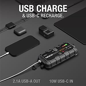 NOCO Boost Sport GB20 500A UltraSafe Car Battery Jump Starter, 12V Battery Pack, Battery Booster, Jump Box, Portable Charger and Jumper Cables for 4.0L Gasoline Engines