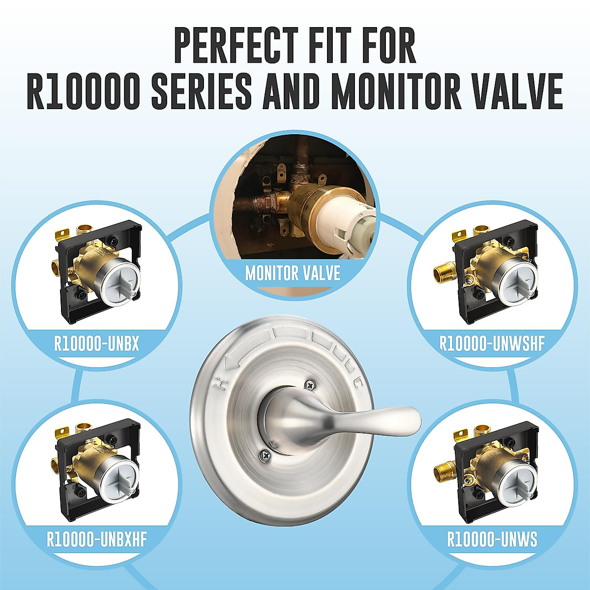 Replacement for Delta Classic 13 Series Single-Function Trim Kit, T13020-SS Brushed Nickel Shower Handle, Fit Delta Shower Valve R10000 Series (Cartridge Not Included)