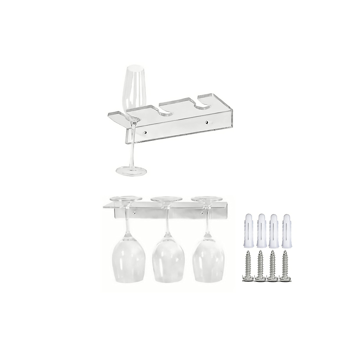 Generic Brands Stemware Rack,Wine Glasses Holder Under Cabinet Organization and Storage Set of 2, Clear Acrylic Finish 11 Inch Wine Glass Rack