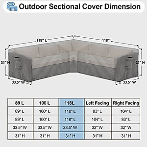 OutdoorLines Waterproof Outdoor Patio Sectional Cover - UV Resistant & Windproof V-Shaped Patio Furniture Covers for Deck, Lawn and Backyard, 420D Heavy Duty Couch Cover 118" L (on Each Side) Gray