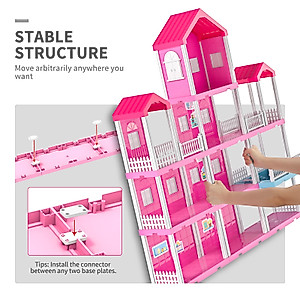 TEMI Doll Home Toy with 2 Doll Toy Figures, 4-Story 10 Rooms with Accessories and Furniture, Toddler Doll Home Kit Gift for Kids Ages 3 Toys for 3 4 5 6 Year Old Girls