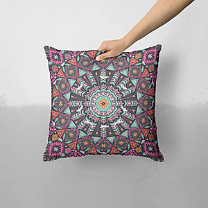 iiRov Mirrored Coral and Colored Vector Aztec Pattern - Custom Decorative Home Decor Indoor or Outdoor Throw Pillow Cover for Sofa, Bed or Couch Cushion (Pillow CASE Cover ONLY)