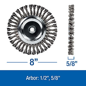 Mercer Industries 184020 - 8" x 5/8" x 1/2", 5/8" Knot Wire Wheel, .014 Carbon Steel