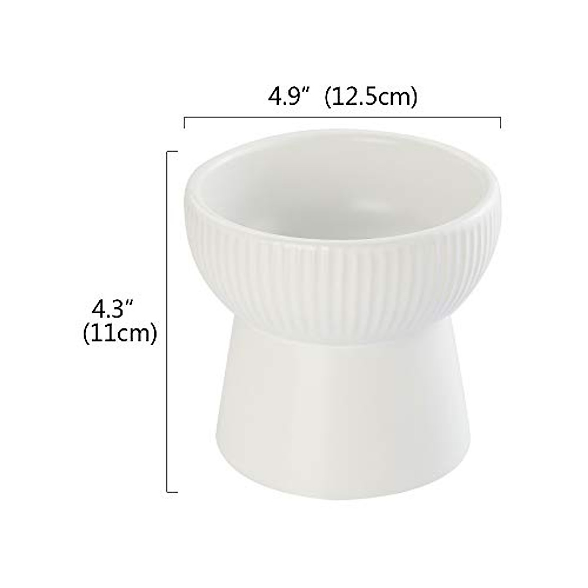 White Ceramic Raised Cat Bowls, Elevated Food or Water Bowls, Stress Free, Backflow Prevention, Dishwasher and Microwave Safe, Lead & Cadmium Free