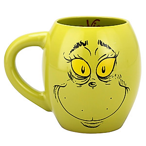 Bioworld Grinch Naughty And Nice 18 Oz Oval Sculpted Ceramic Mug