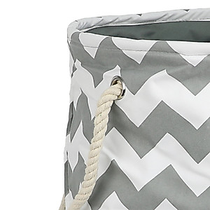Laundry Basket, Grey Chevron - Collapsible Bin for Toys - Bedroom Organizer - Foldable Bin with Large Capacity. Adult and Kids Kid’s Room Décor