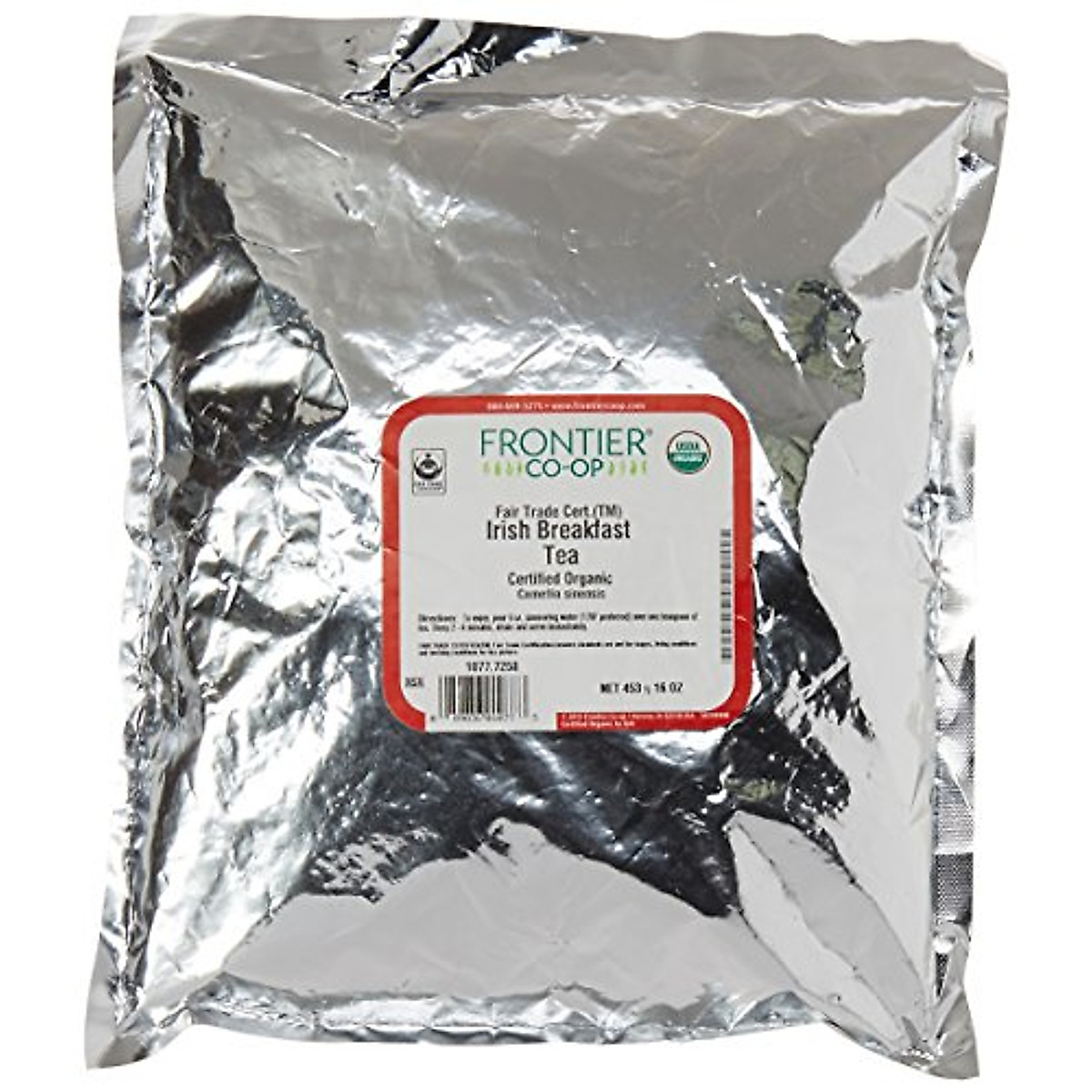 Frontier Co-op Certified Organic Fair Trade Irish Breakfast Tea, 1-Pound Bulk, Rustic, Warm & Bold Black Tea, Kosher,