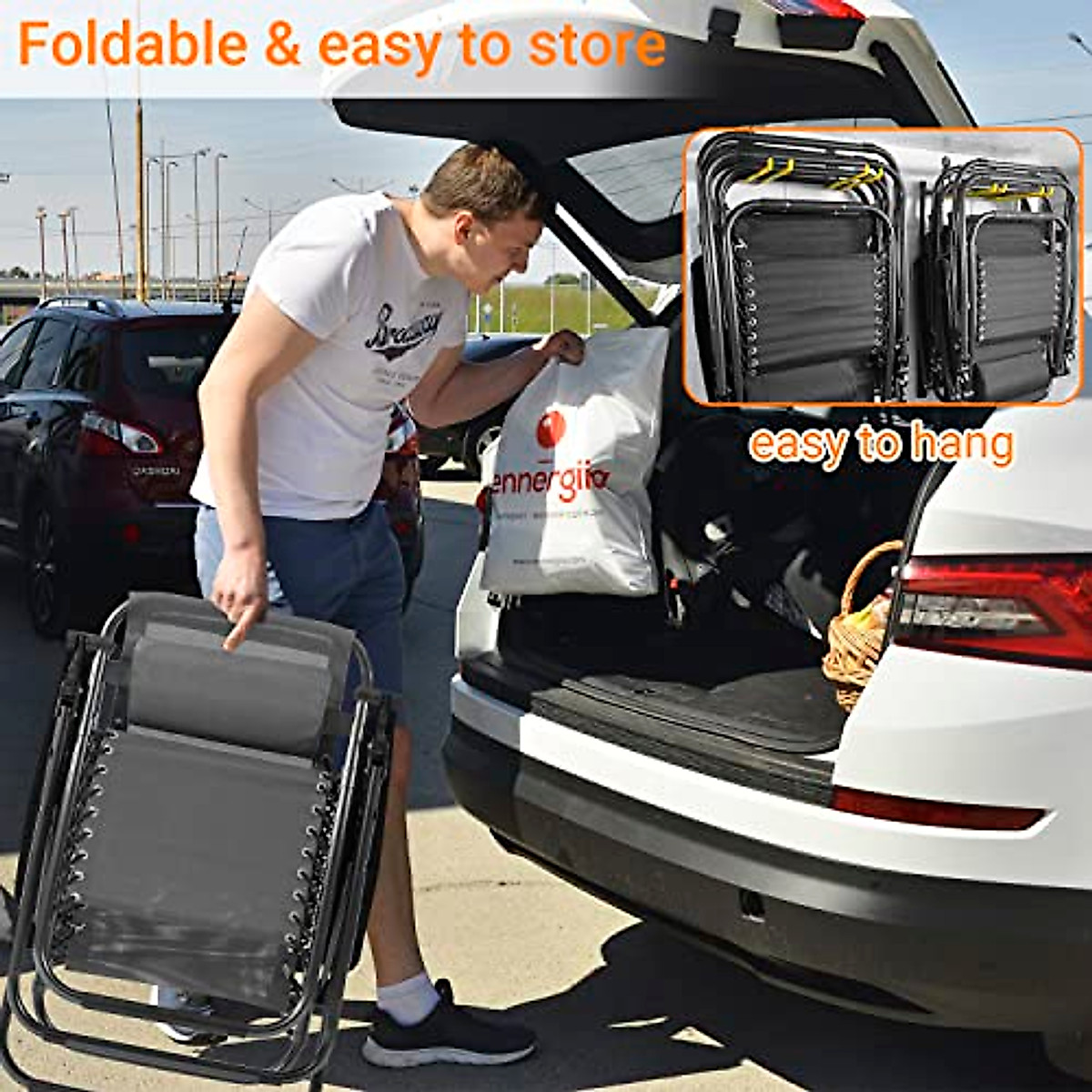 FDW Patio Chair Outdoor Furniture Zero Gravity Chair Patio Lounge Camping Chair Set of 2 Recliner Adjustable Folding for Pool Side Camping Yard Beach