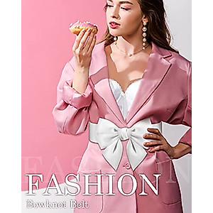 Brighoo 2 Pieces Wide Elastic Belt Women's Bowknot Belt Ladies Stretchy Bow Belt for Valentine's Day Women Dresses (Black, White)