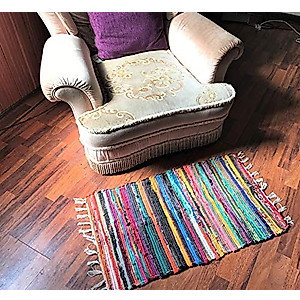 About Home Handwoven Multicolored Rag Rug for Living Room, Kitchen Floor 20"x 32"