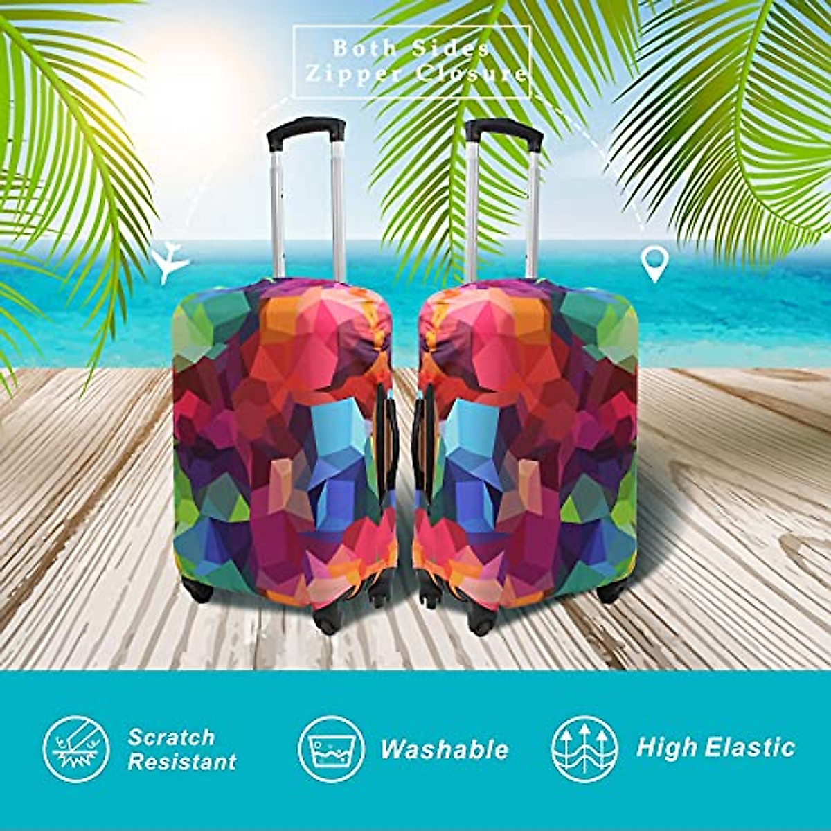 Explore Land Travel Luggage Cover Suitcase Protector Fits 18-32 Inch Luggage (Geometry, S(18-22 inch Luggage))