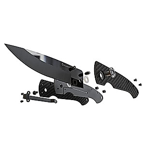 Cool Hand 4.5" Carbon Fiber Folding Knife w/ 3.25" Polished Black Zirconia Ceramic Blade, Liner Lock Mechanism, w/Pocket Clip, Gift Box Packing