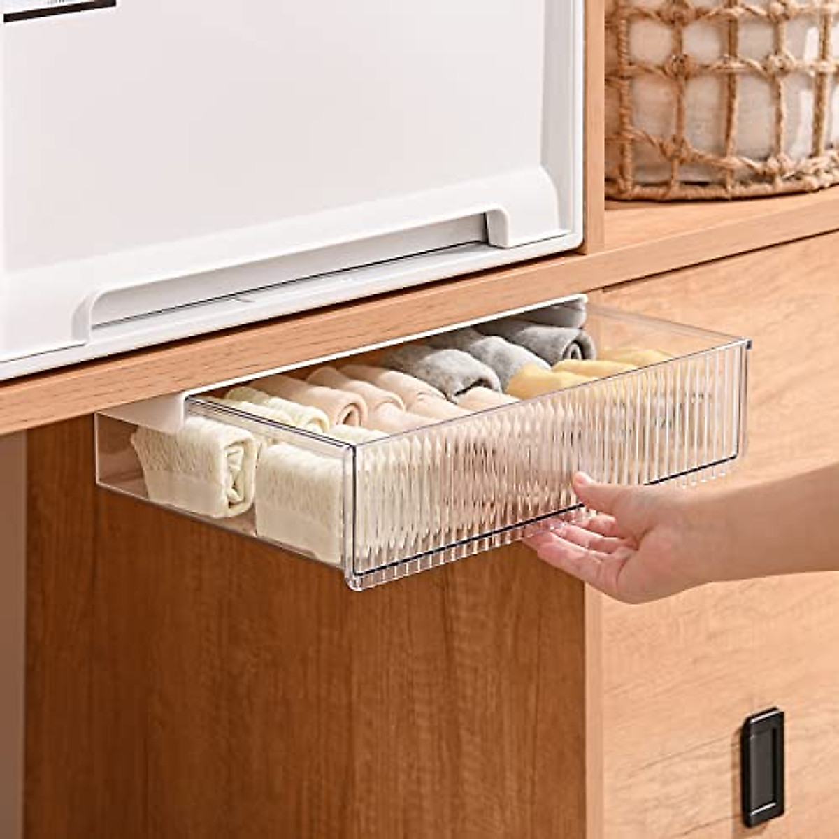 submatches Under Table Desk Drawer Storage Organizer, Attachable Under Desk Storage Drawer, Strong Adhesive Under Desk Pencil Drawer Slide Out, Add a Desk Drawer Hidden Under Mounted (Extra Large)