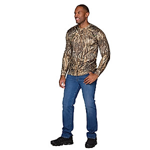 Realtree Men's Essential Camo Lightweight Performance Long Sleeve Shirt (RT MAX-7, Small)