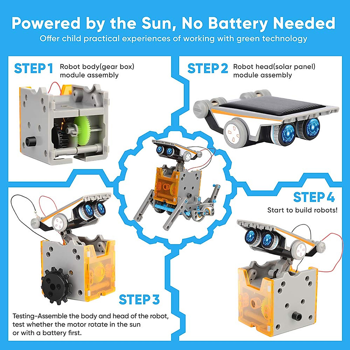 Bundle - 2 items: Sillbird STEM 12-in-1 Education Solar Robot Toys -190 Pieces DIY Building Science Experiment Kit for Kids Aged 8-10 and Older