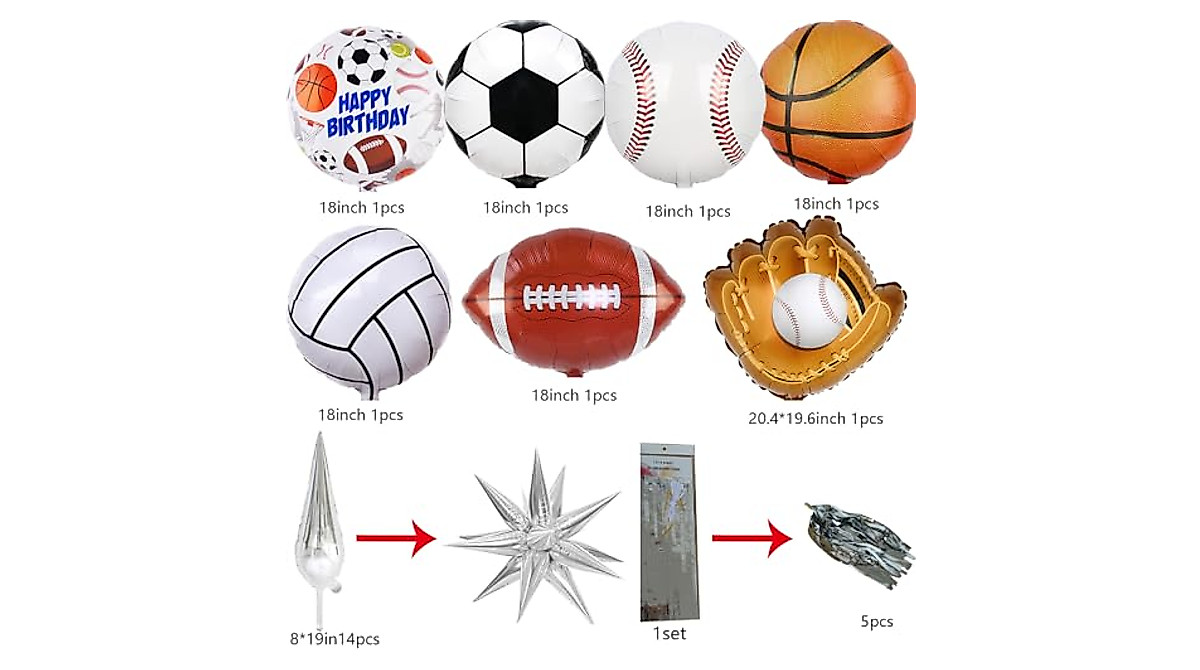 Sports Party Decorations Kit - 156 Pcs for Sports Themed Birthdays