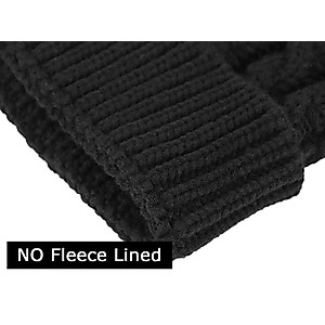 Livingston Women's Winter Soft Knit Beanie Hat with Faux Fur Pom Pom,Black