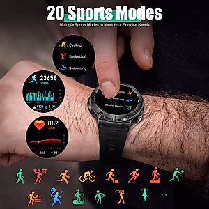 Smart Watch for Men (Call Receive/Dial) Rugged Military Tactical Smartwatch 1.32" HD Outdoor Sports Smartwatch Fitness Tracker Watch with Heart Rate Blood Pressure Sleep Monitor for Android iOS