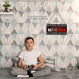 Little Man Cave, All-Star Sports Wood Sign Door Hanging Decor, Boys Decorations for Bedroom Nursery Playroom Wall Art (5"x10") -A04