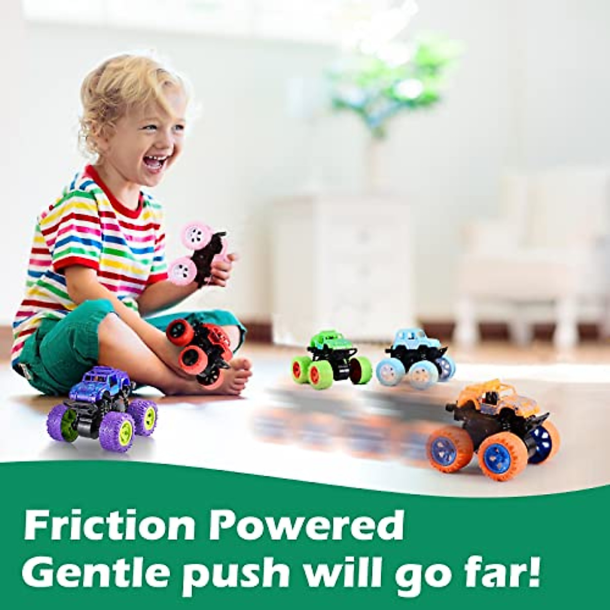 Monster Truck Toys for Kids Boys Girls Toddlers 3, 4, 5, 6, 7, 8 Years Old, Friction Powered Truck Toy Cars Vehicles, Sand Toys, Beach Toys, Sand Box Toy Gifts for Boys Girls Toddlers (6 Pack)