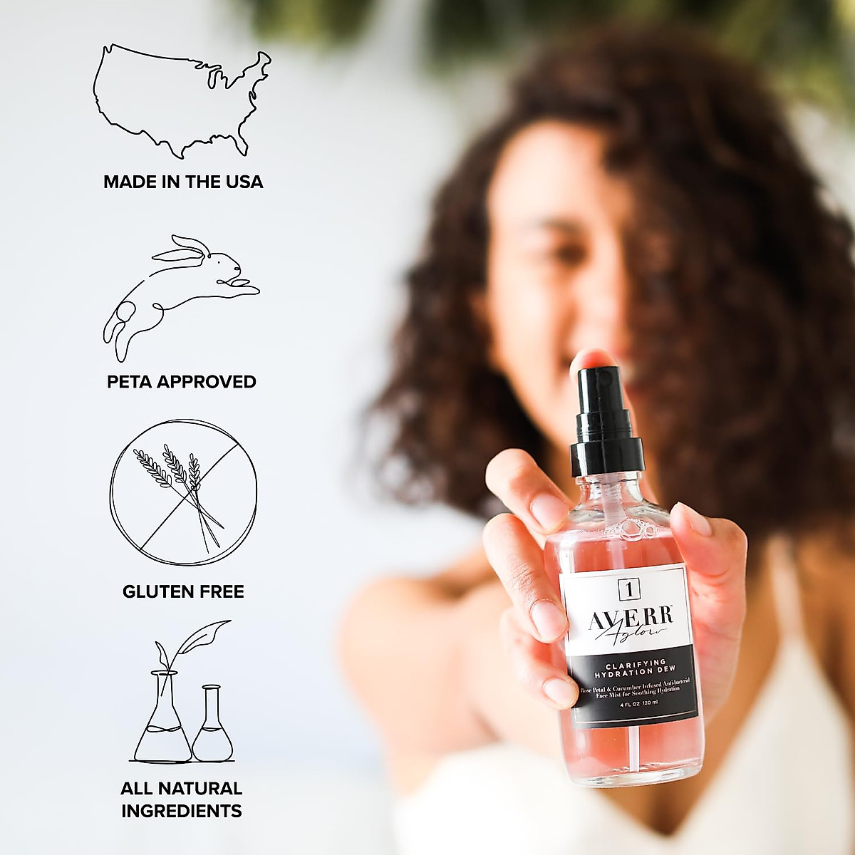 Averr Aglow - Rose Water Clarifying Hydration Dew - Prevents Acne Breakouts, Blackheads & Blemishes - Daily Skincare Moisturizing Face Mist - Balance Oily & Dry Skin - Hydrate & Soothe Redness - 4 oz