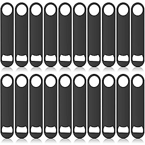 Pack of 20 Flat Bottle Opener Stainless Steel Beer Openers Sublimation Bottle Opener Blanks Heavy Duty Bar Funny Bartender Bottle Opener for Men Women Kitchen Party Supplies, 7 Inch (Black)