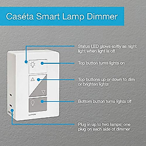 Lutron Caseta Smart Start Kit for Lamps, Plug-In Lamp Dimmer with Smart Bridge and Pico remote, Compatible with Alexa, Apple HomeKit, and the Google Assistant | P-BDG-PKG1P | White