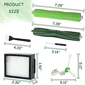 Gusnilo Replacement Parts Kit Compatible for iRobot Roomba i/e Series Robotic Vacuum Cleaner E5 E6 i7 i7+ i6 i6+ j7 j7+ Vacuum Cleaner 1 Set of Multi-Surface Rubber Brushes 3 Filters 4 Side Brushes