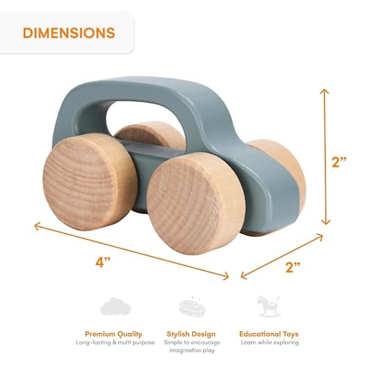 Childlike Behavior Wooden Car for Toddler - Wood Push Truck Vehicle - Montessori Inspired Wooden Rattle Teething toys - Baby Wood Cars for Kids, Boys, & Girls