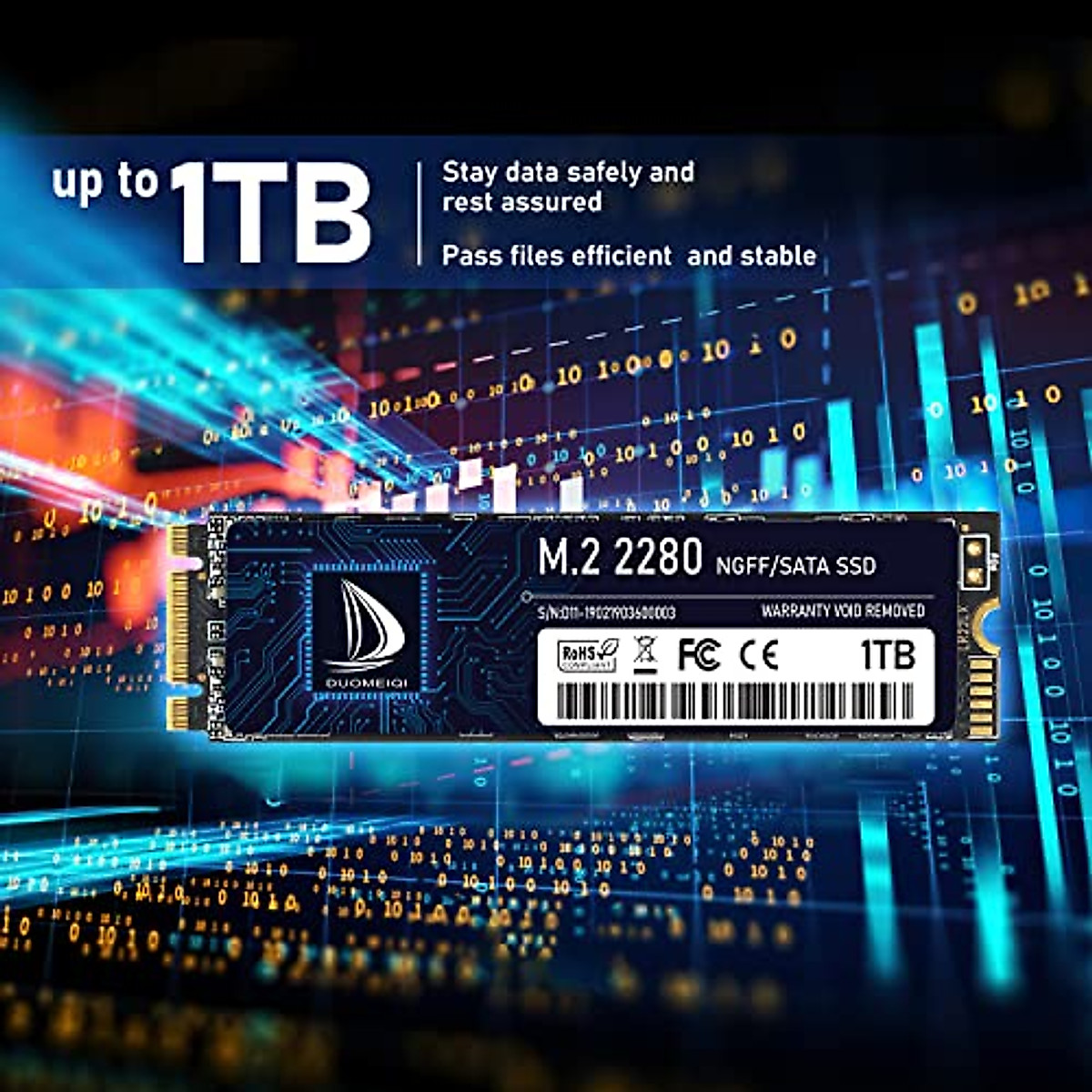 DUOMEIQI 1TB PCIe3.0 M.2 2280 Internal SSD High Performance Solid State Drive up to 520MB/s for Desktop Laptop Computer(1TB NVME + Red Aluminum Heatsink)